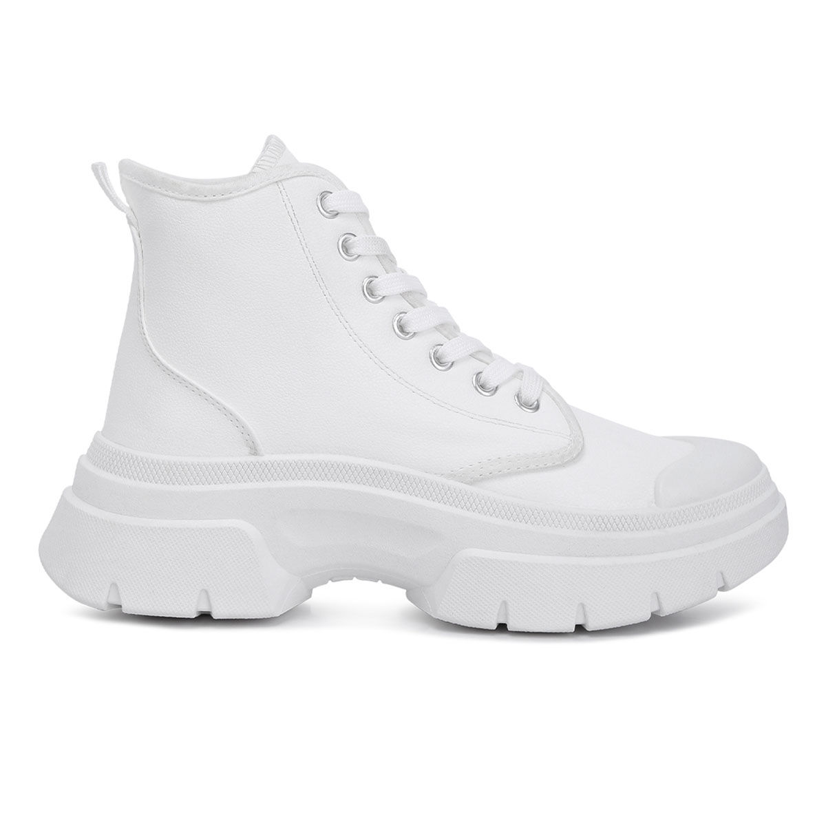 Buy London Rag White Chunky Lace Up Combat Boots Online