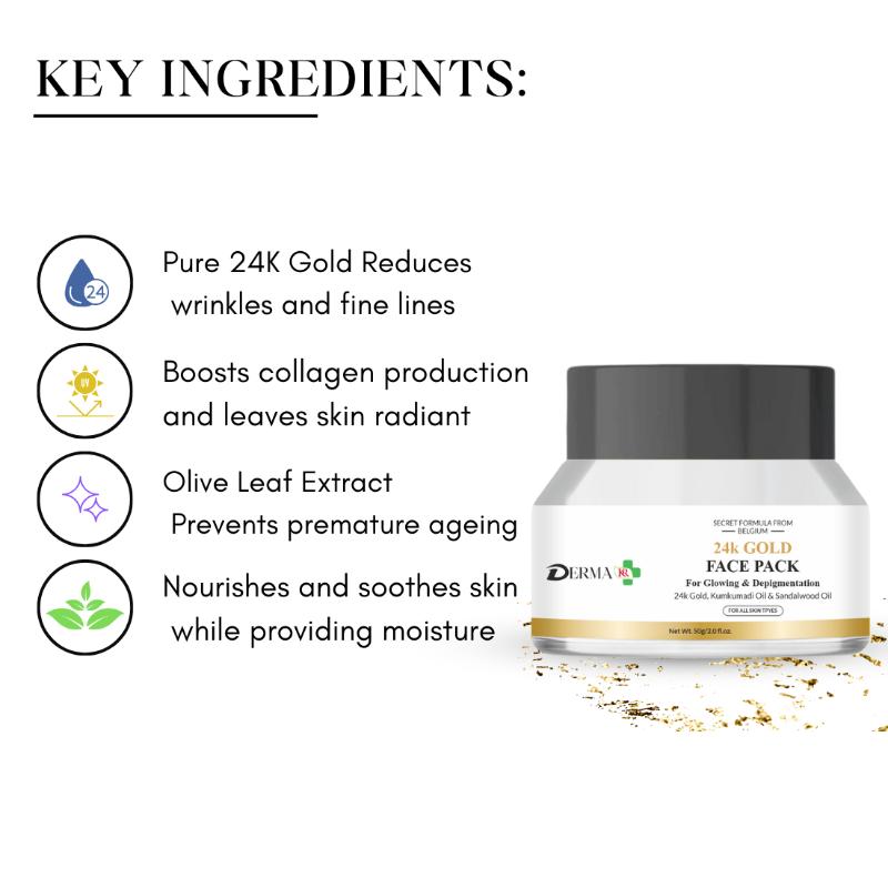Buy DERMA KR 24K Gold Face Pack For Glowing & Depigmentation Online