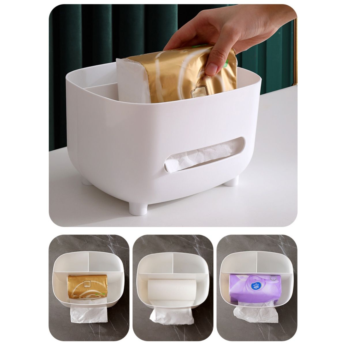 Buy Kuber Industries Tissue Paper Box with Storage White Online