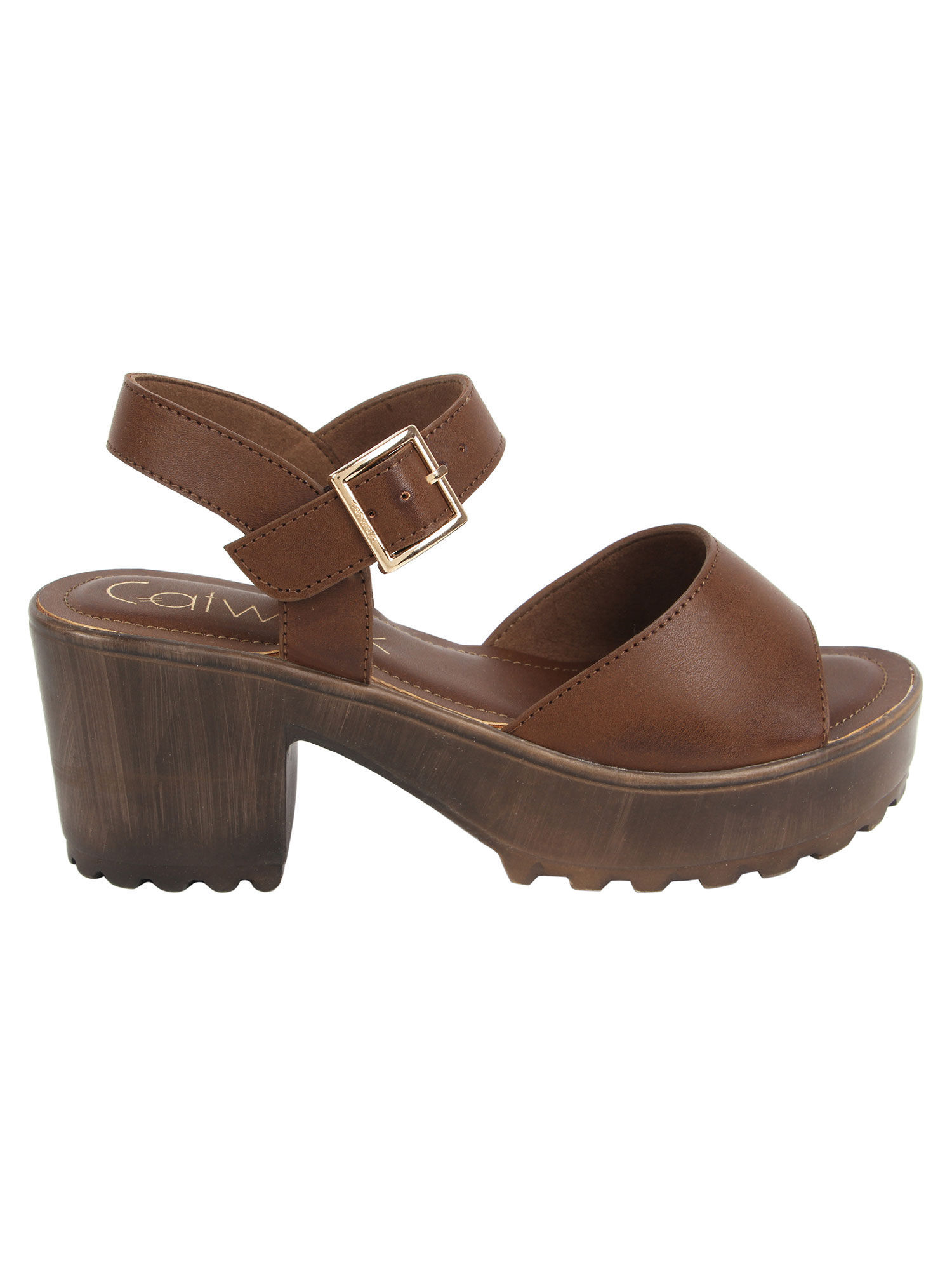 CATWALK Brown Solid Sandals: Buy CATWALK Brown Solid Sandals Online at ...