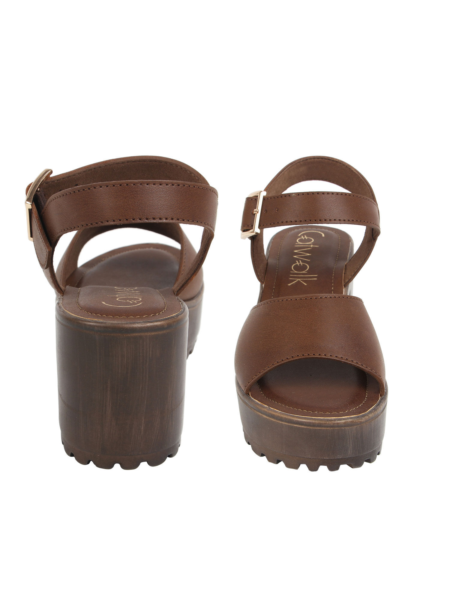 CATWALK Brown Solid Sandals: Buy CATWALK Brown Solid Sandals Online at ...