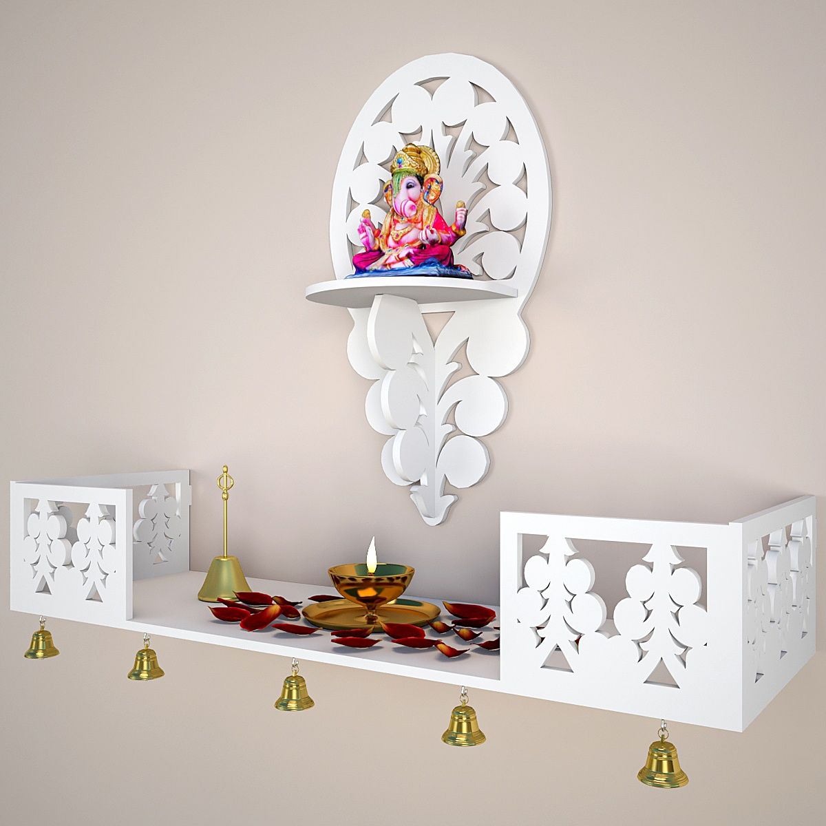 Buy WallMantra Beautiful Wall Hanging Wooden Temple Pooja Mandir Design ...