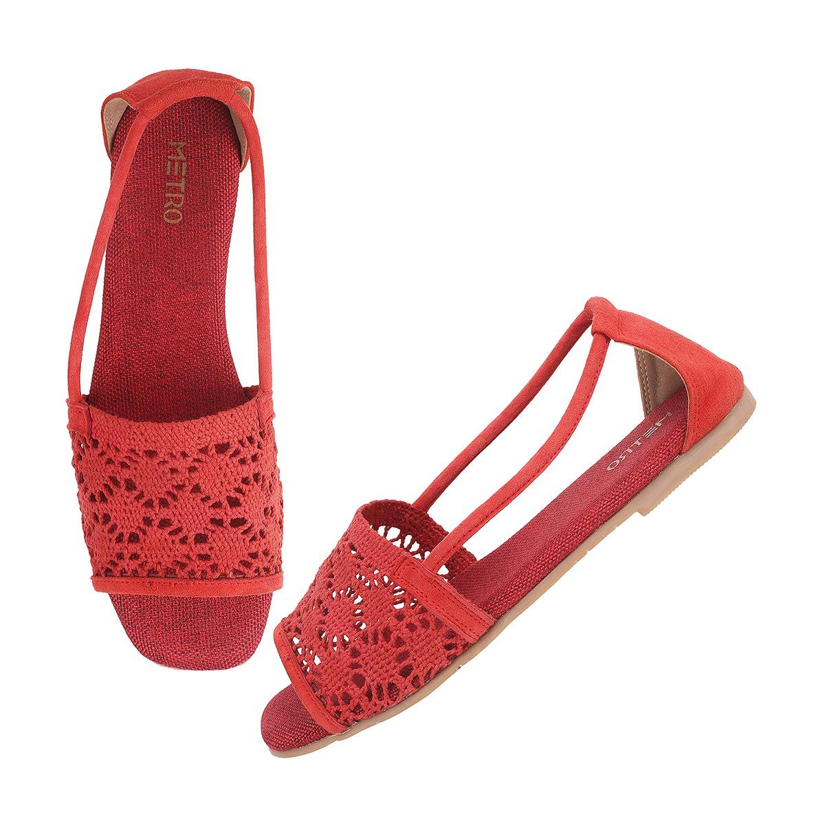 Metro Womens Red Flat Sandalsmetro Woman Detailing Red Flats Buy Metro Womens Red Flat