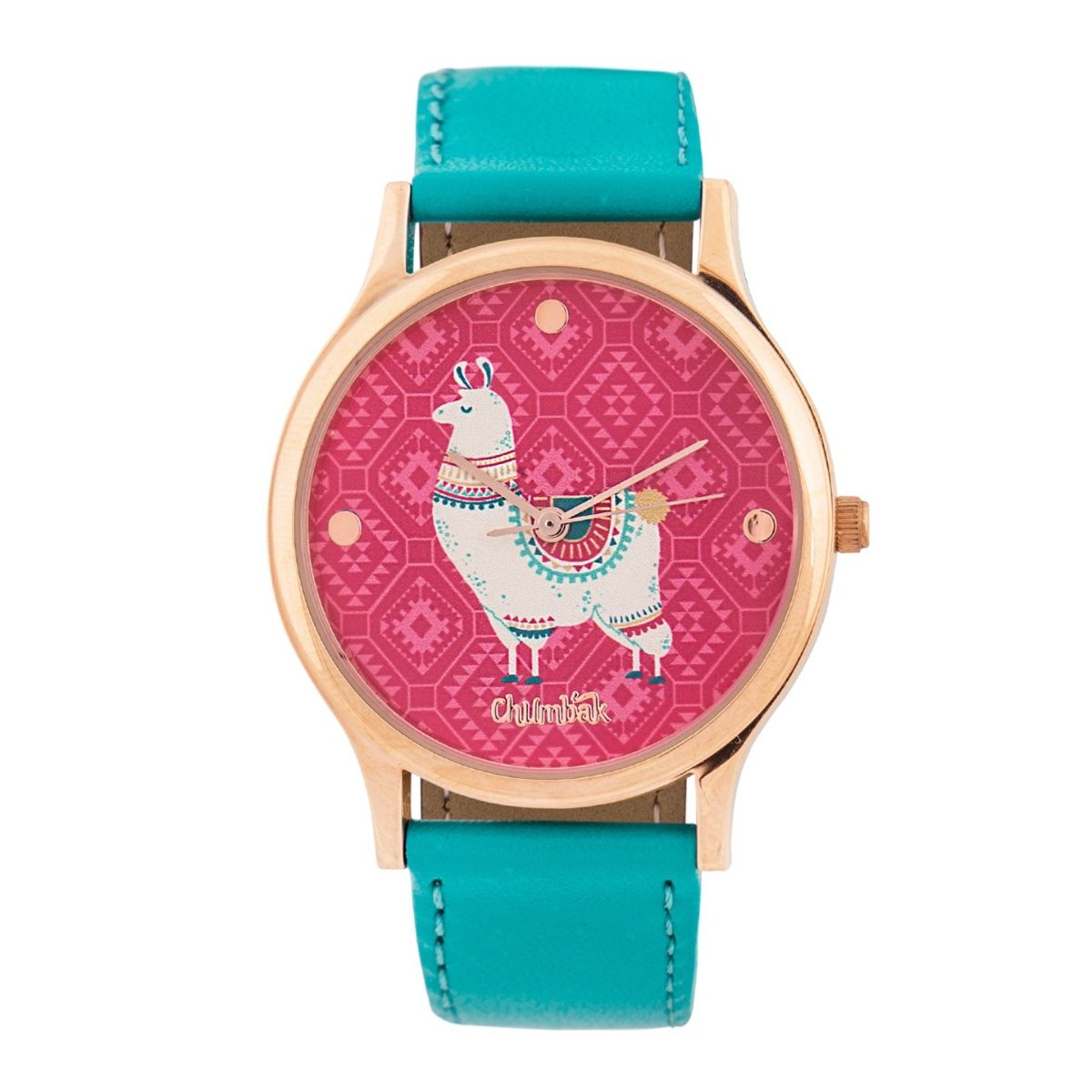 Buy Chumbak Paisley Llama Wrist Watch - Teal Online