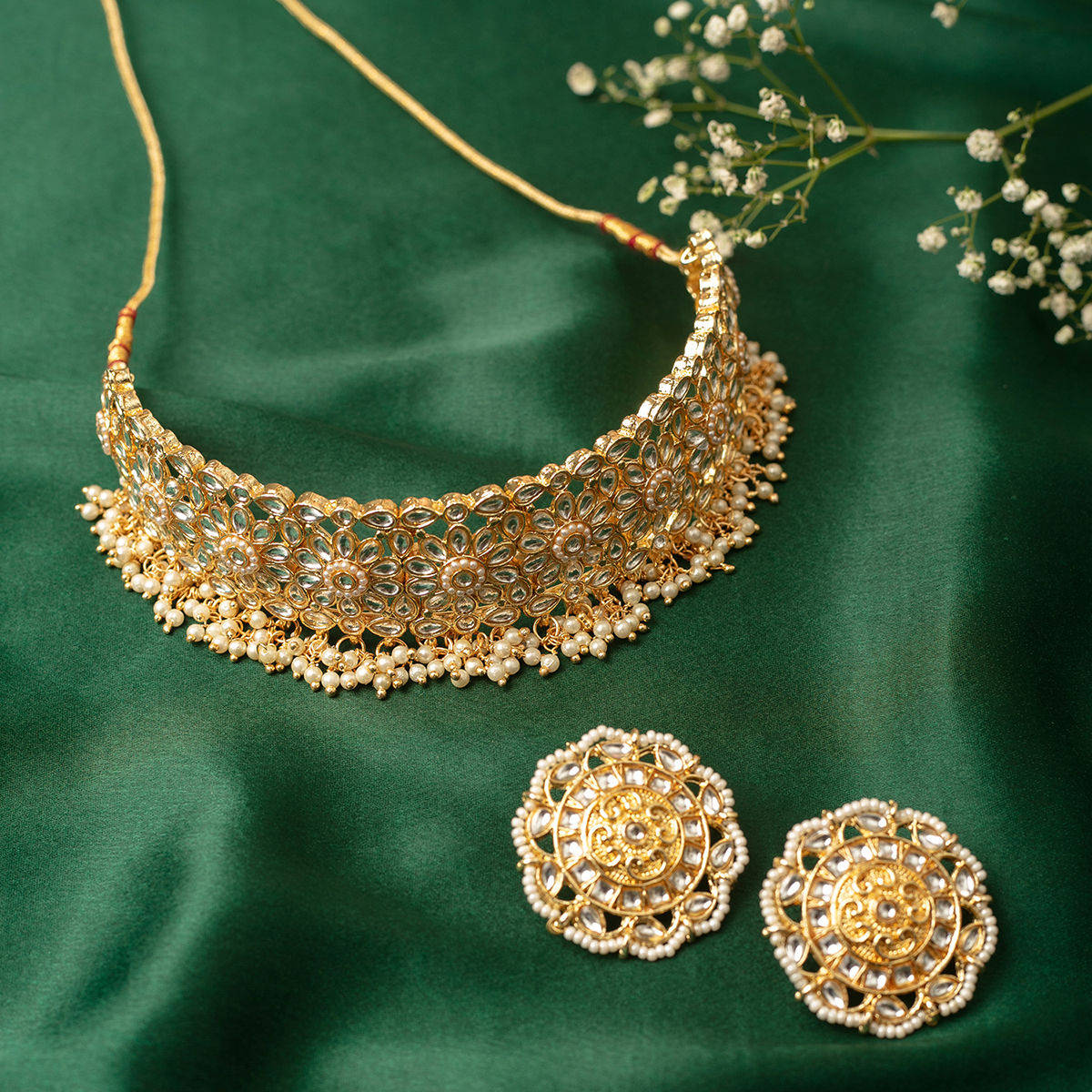 Buy Zaveri Pearls Gold Tone Kundan And Pearls Wedding Collection Choker