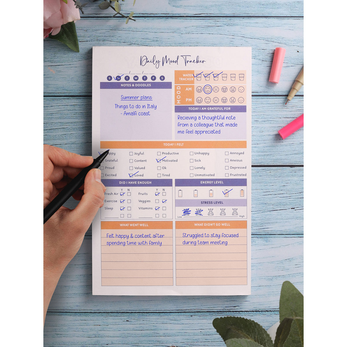 Buy Doodle Collection Doodle A5 Undated Daily Planner Notepad with 50 ...