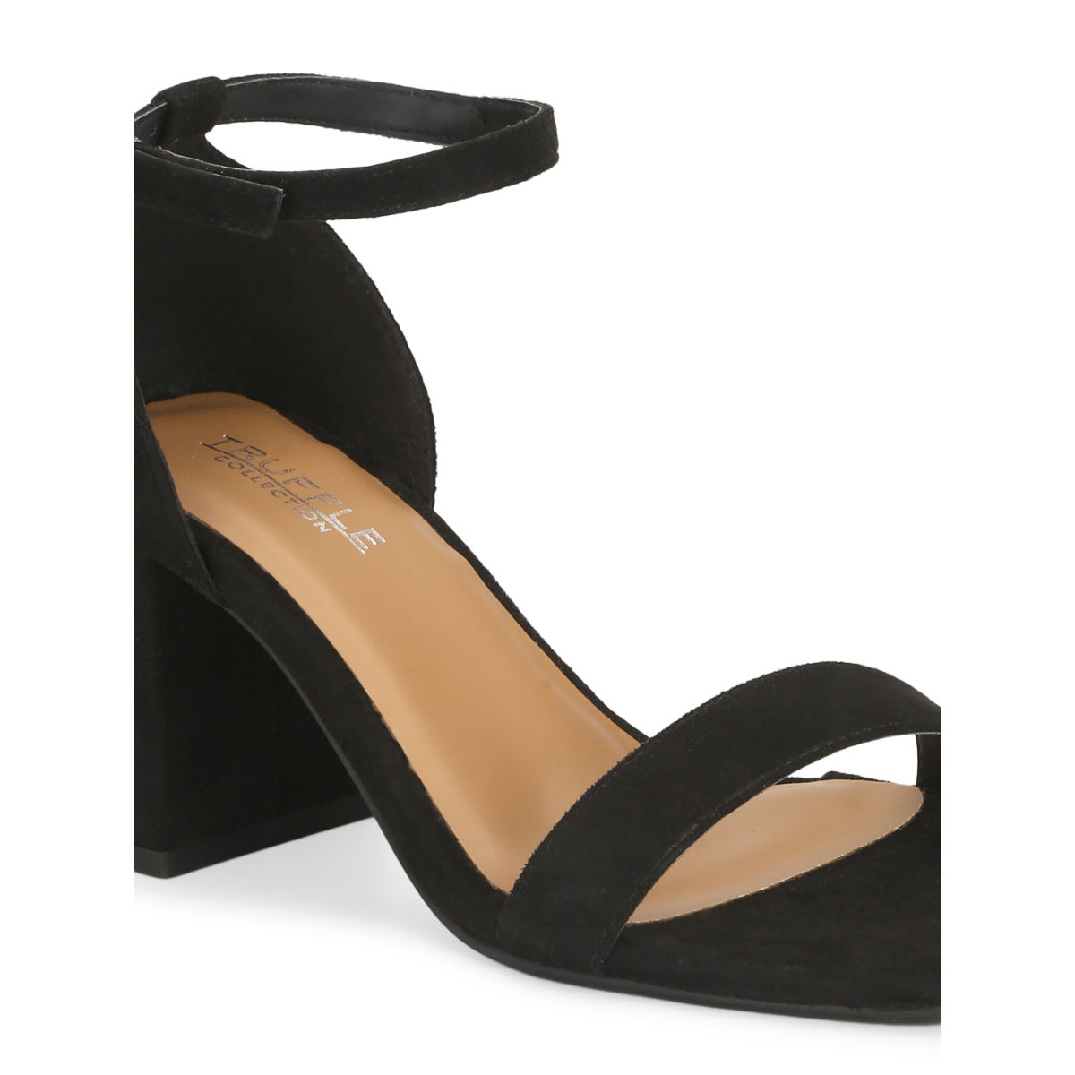 Truffle Collection Black Suede Block Heel Sandals: Buy Truffle ...