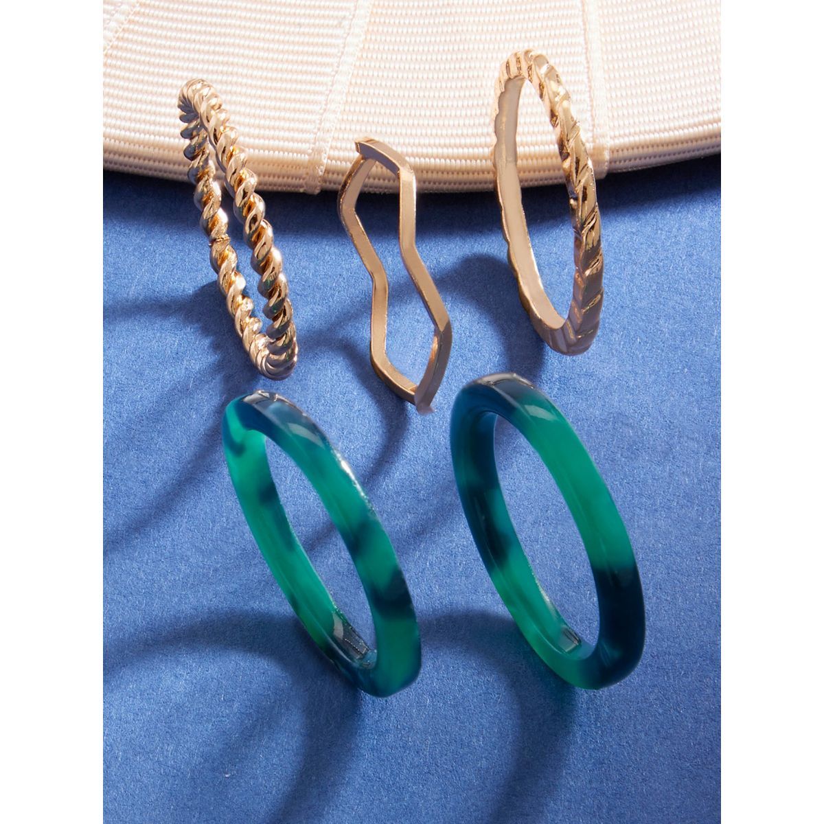 Accessorize London Women's Multi WillowSet of 5 Resin Ring Pack: Buy ...