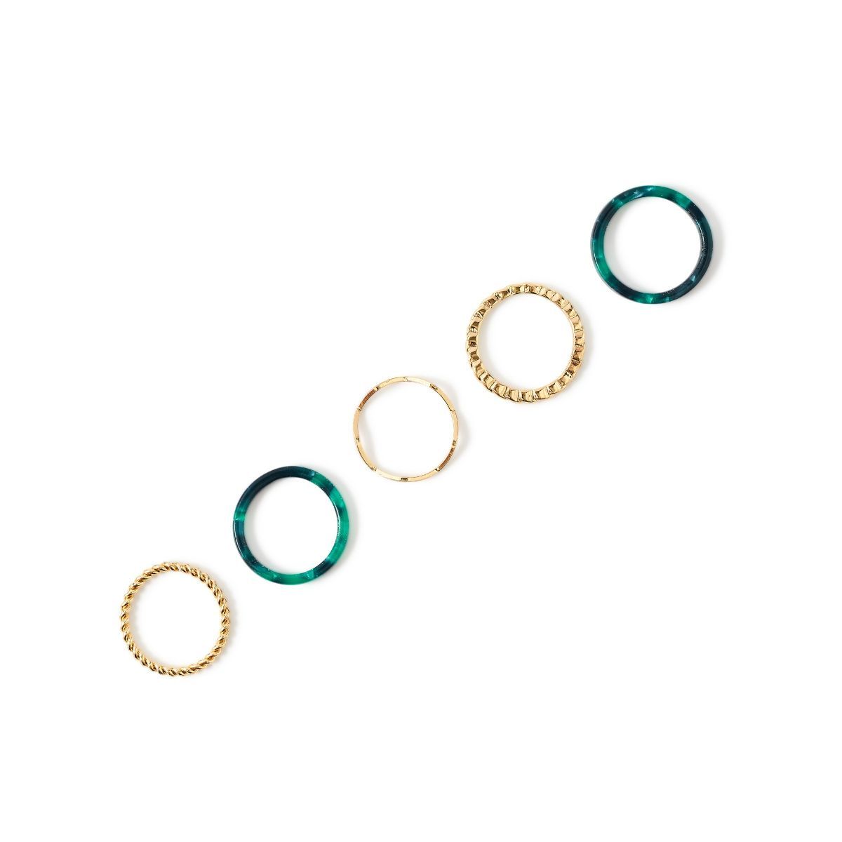 Accessorize London Women's Multi WillowSet of 5 Resin Ring Pack: Buy ...
