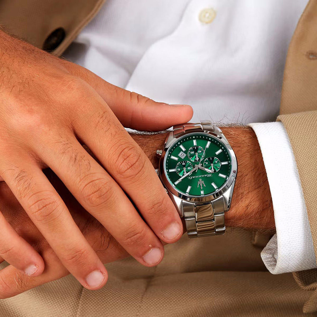 Buy Maserati Classic Date Chronograph Analog Dial Color Green Mens ...
