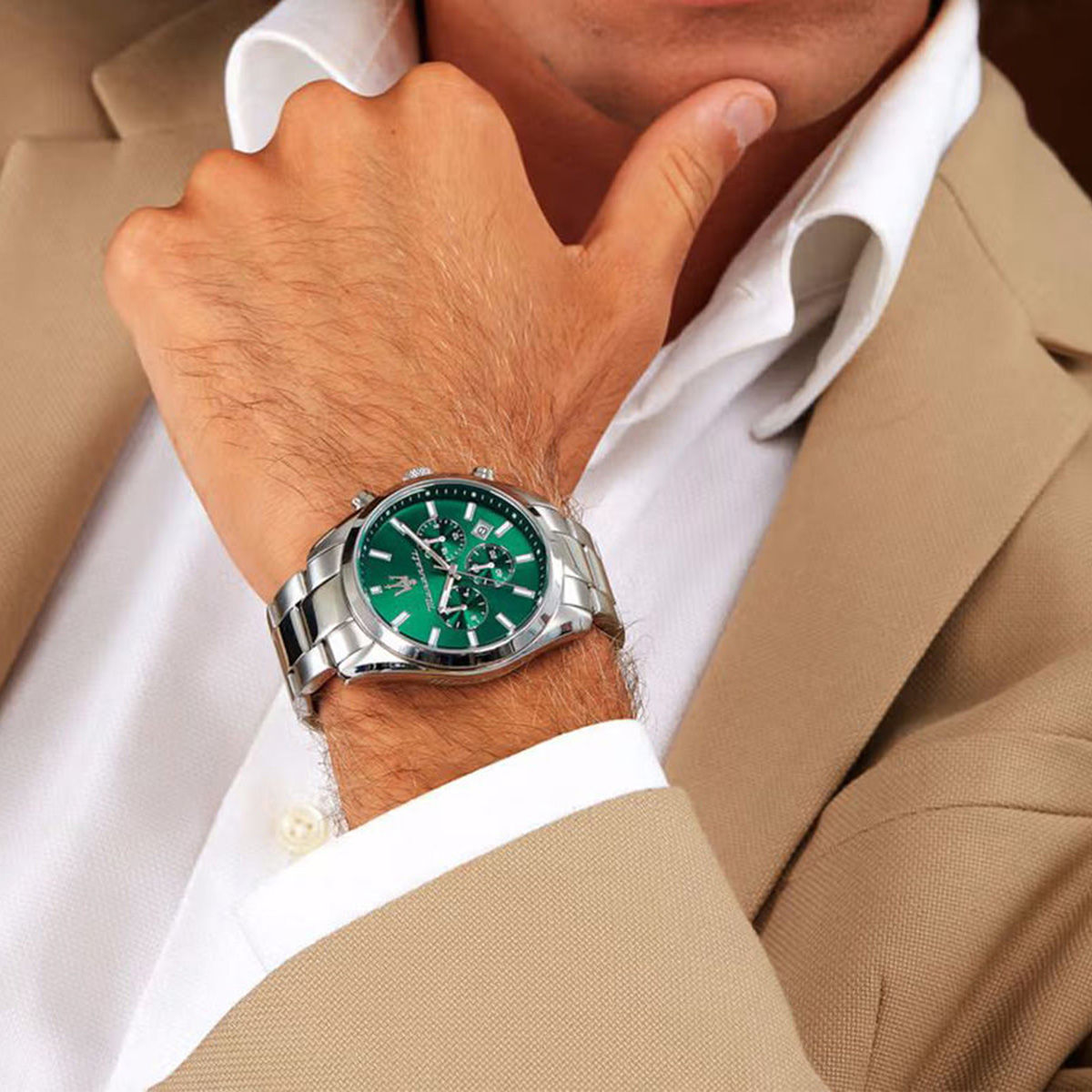 Buy Maserati Classic Date Chronograph Analog Dial Color Green Mens ...