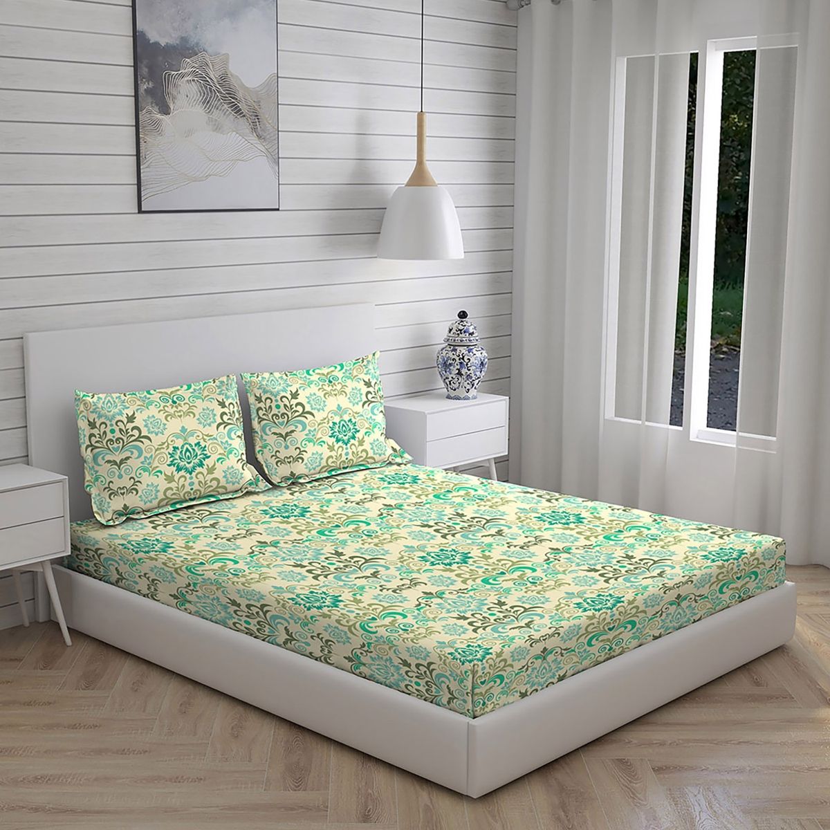 Layers Classic 100% Cotton 104 Tc Single Bedsheet - Green (Set of 2 ...