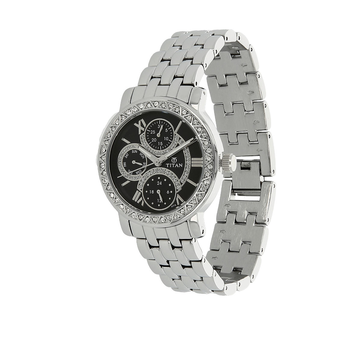 Buy Titan Black Dial Silver Stainless Steel Strap Watch Online