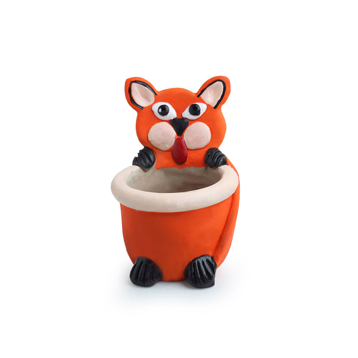 Buy ExclusiveLane Feisty Fox Handmade and Hand Painted Planter Pot In ...