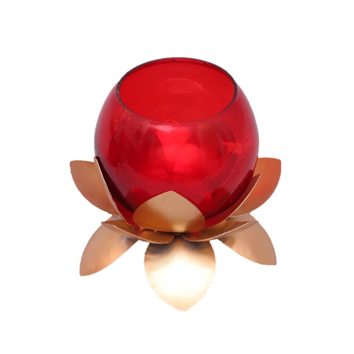 Buy Amaya Decors Small Glass Lotus Red Set of 2 Online