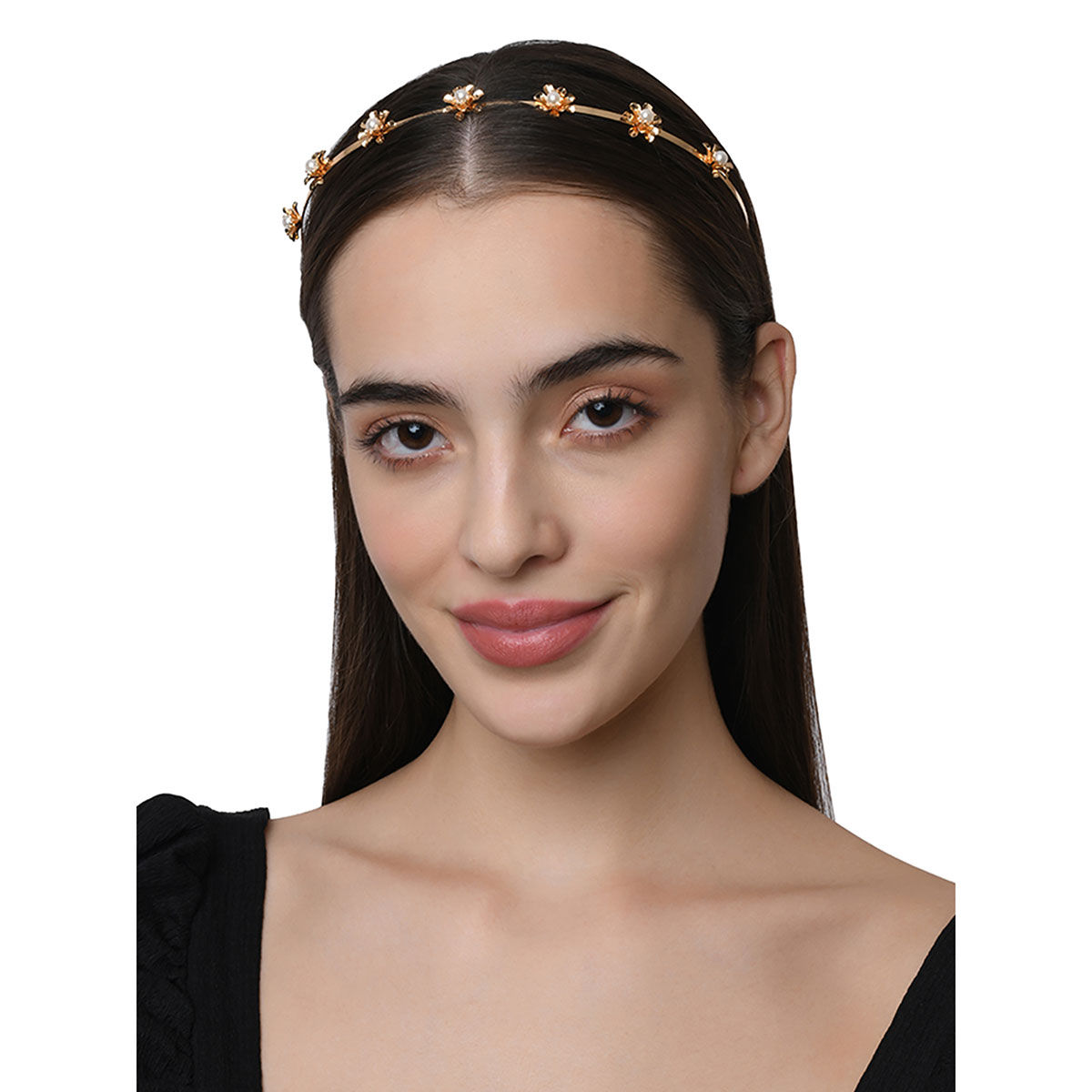 Buy Accessorize London Women's Gold Floral Alice Hair Band Online