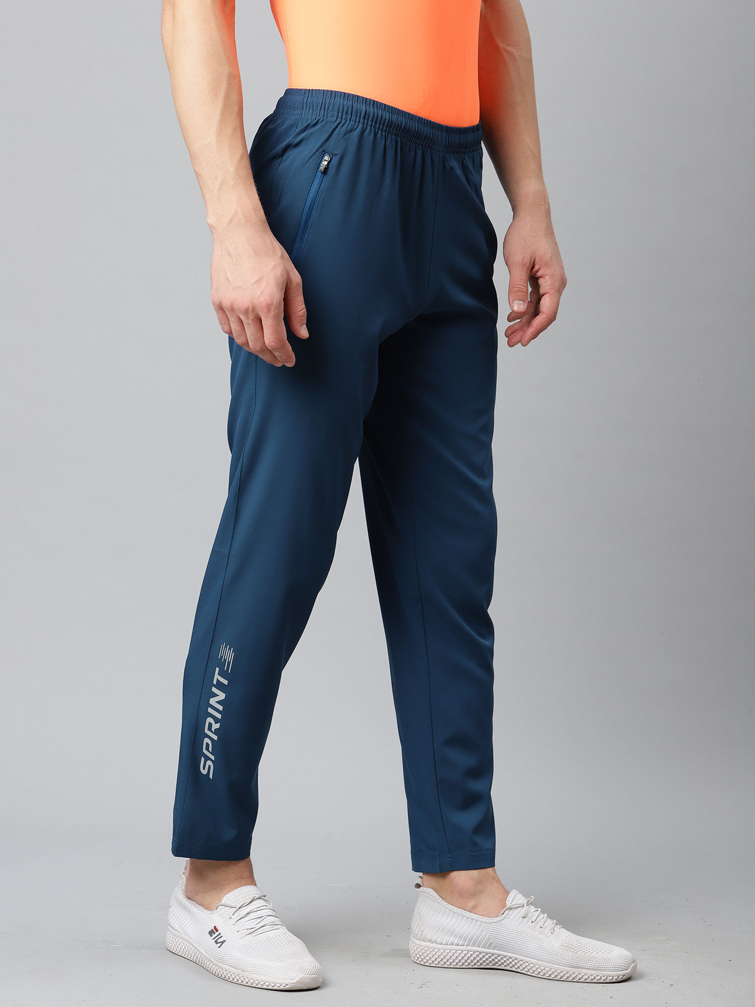 Buy Alcis Men Teal Solid Stretchable Track pant Online