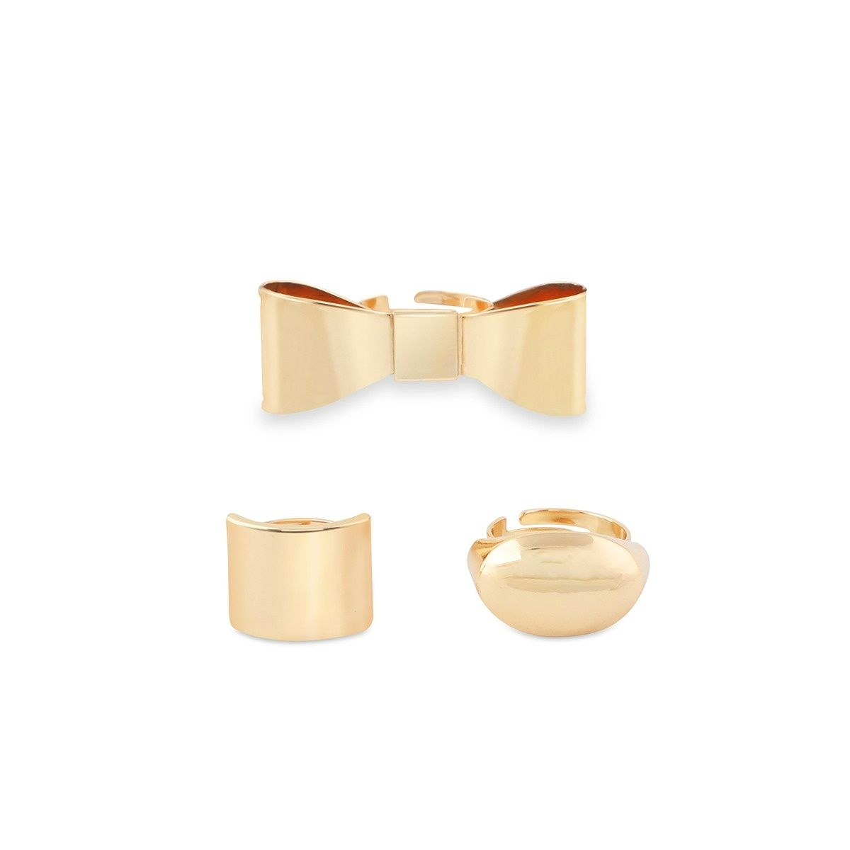 Buy Zaveri Pearls Gold Tone Set of 3 Contemporary Classy Finger Rings ...