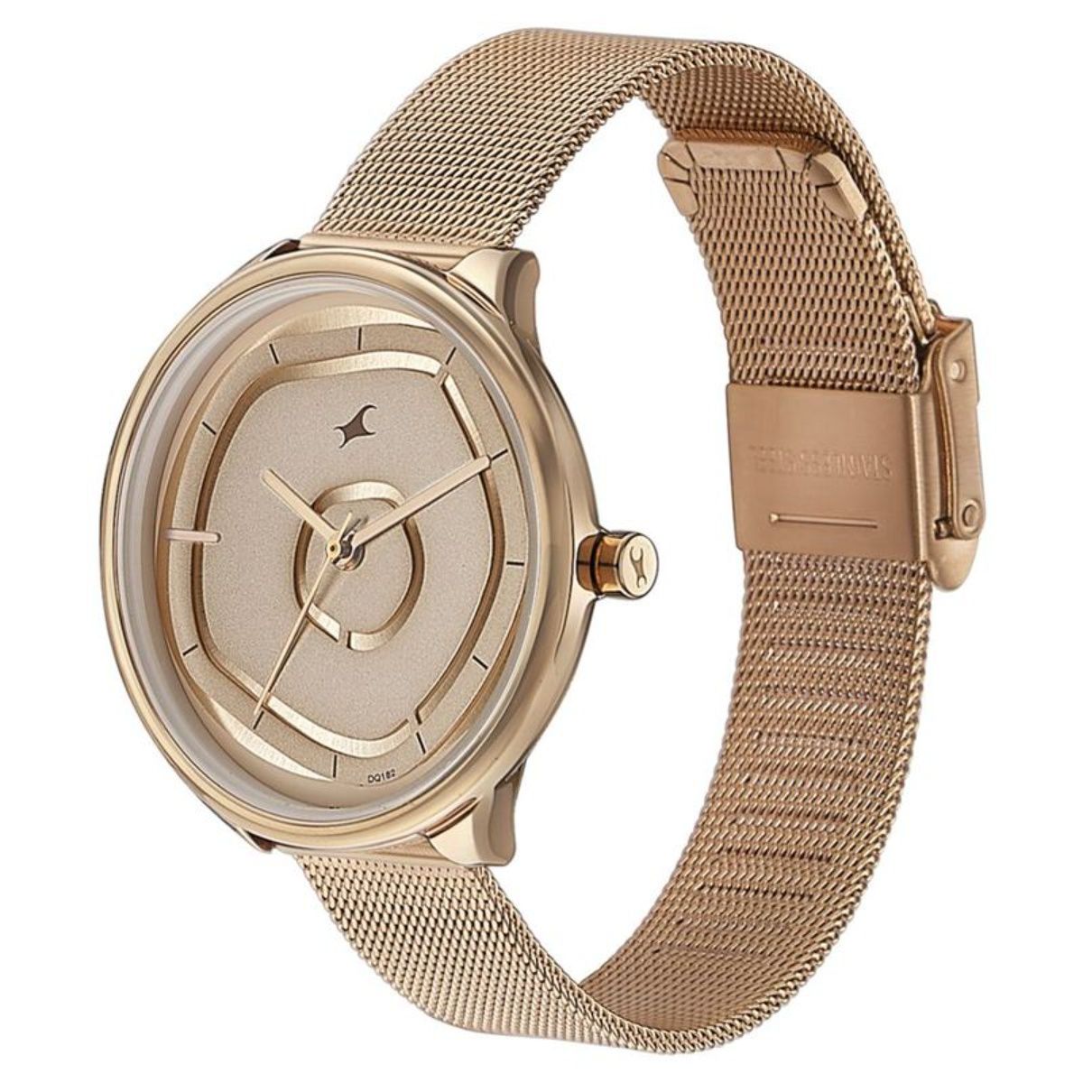 Buy Fastrack Stunner 8.0 Rose Gold Dial Leather Analog Watch - 6303WM01 ...
