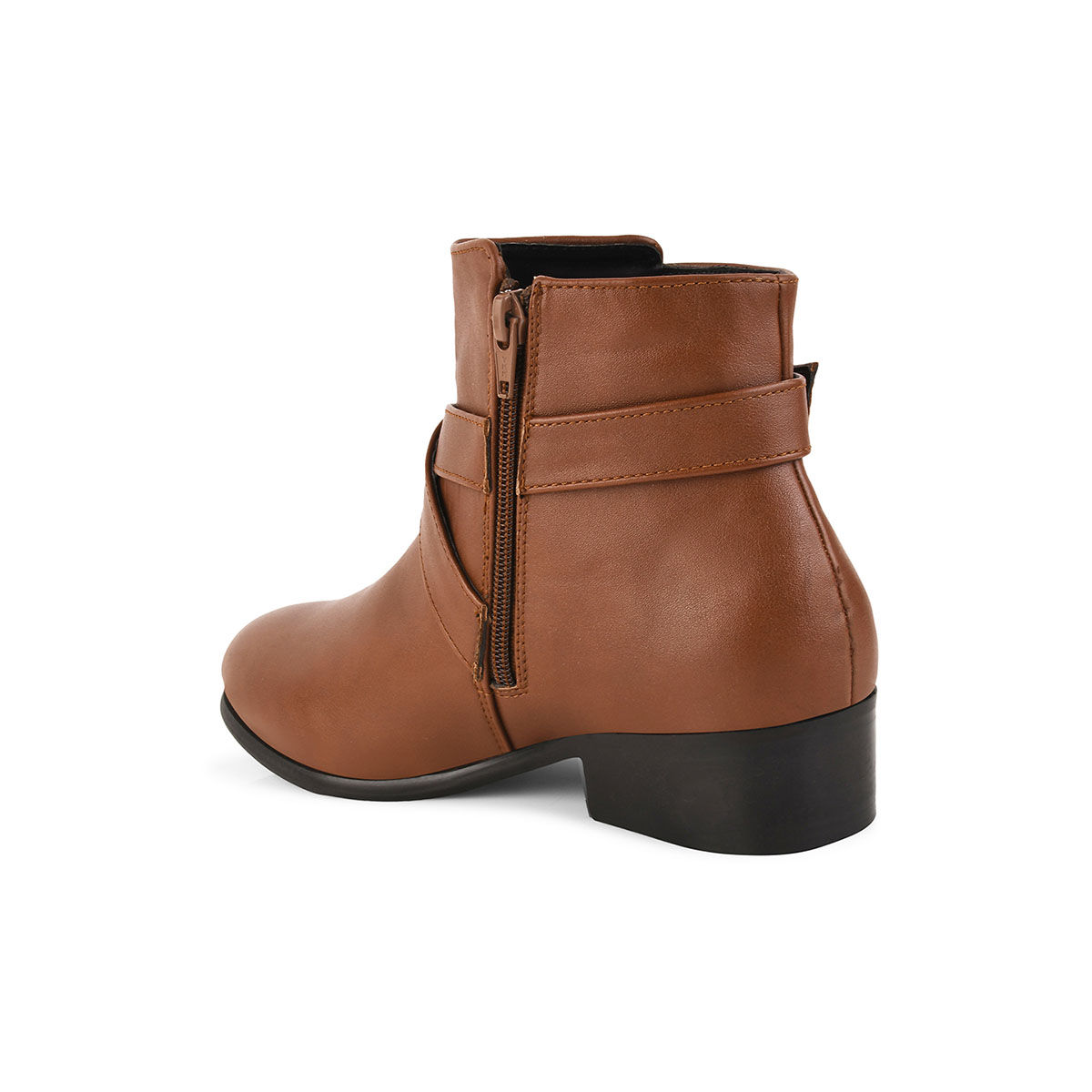 Buy SHUZ TOUCH Solid Tan Zipper Boots Online