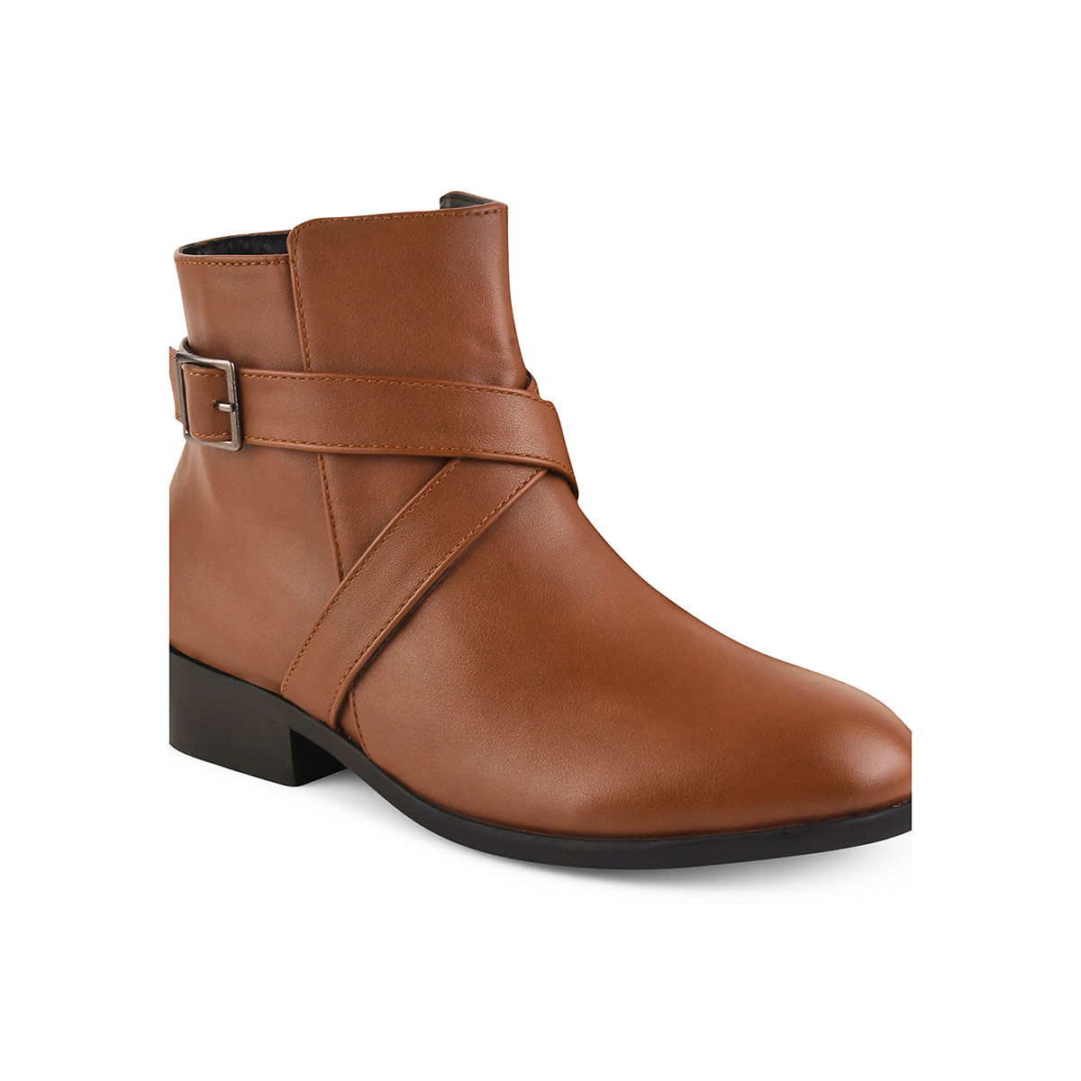 Buy SHUZ TOUCH Solid Tan Zipper Boots Online