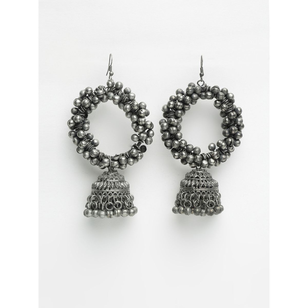 Buy Moedbuille Ghungroo Studded Tribal Design Oxidised Silver Plated ...