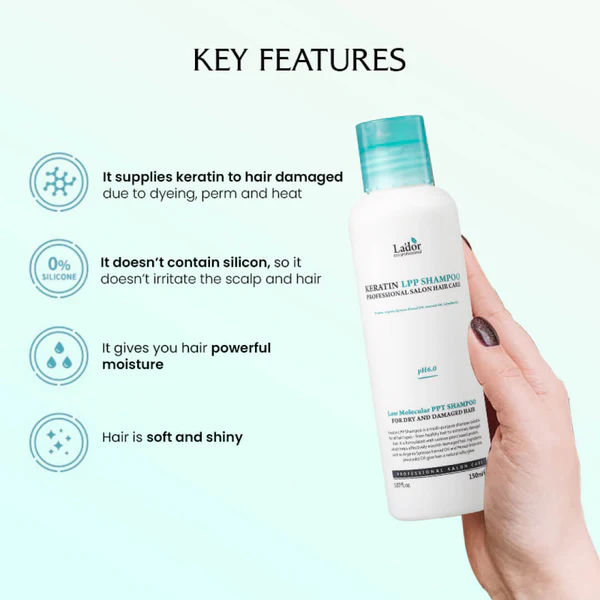 Buy La'dor Keratin LPP Korean Shampoo - Sulfate-Free, Keratin-Safe ...