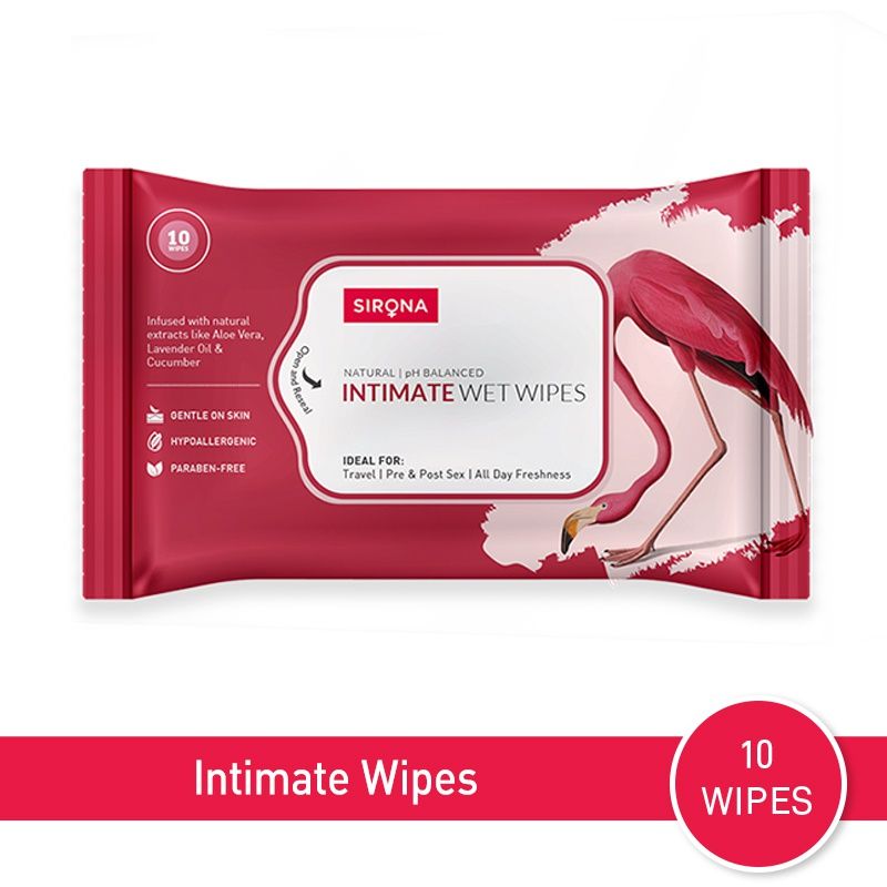 Sirona Natural Intimate Wet Wipes - 10 Wipes, PH Balanced, No Alcohol ...