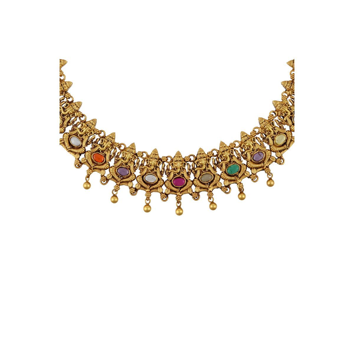 Buy Tribe Amrapali Gold Plated Silver Navratna Vinayaka Necklace ...