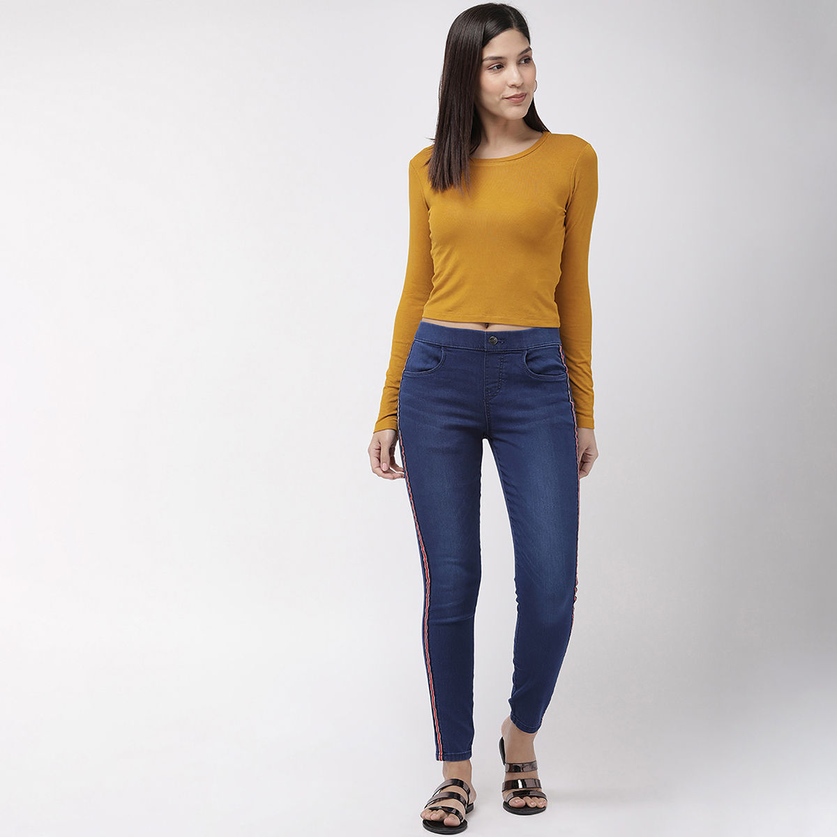 Go Colors Blue Denim Jegging: Buy Go Colors Blue Denim Jegging Online ...
