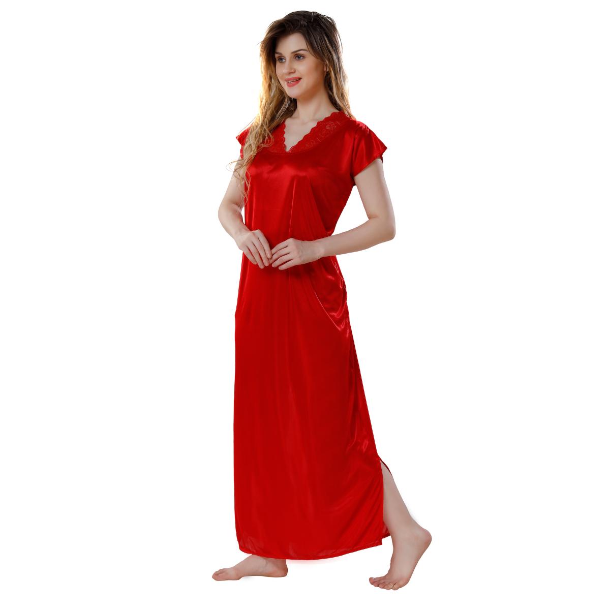Buy PIU Womens Premium Soft Satin Nighty Red Online