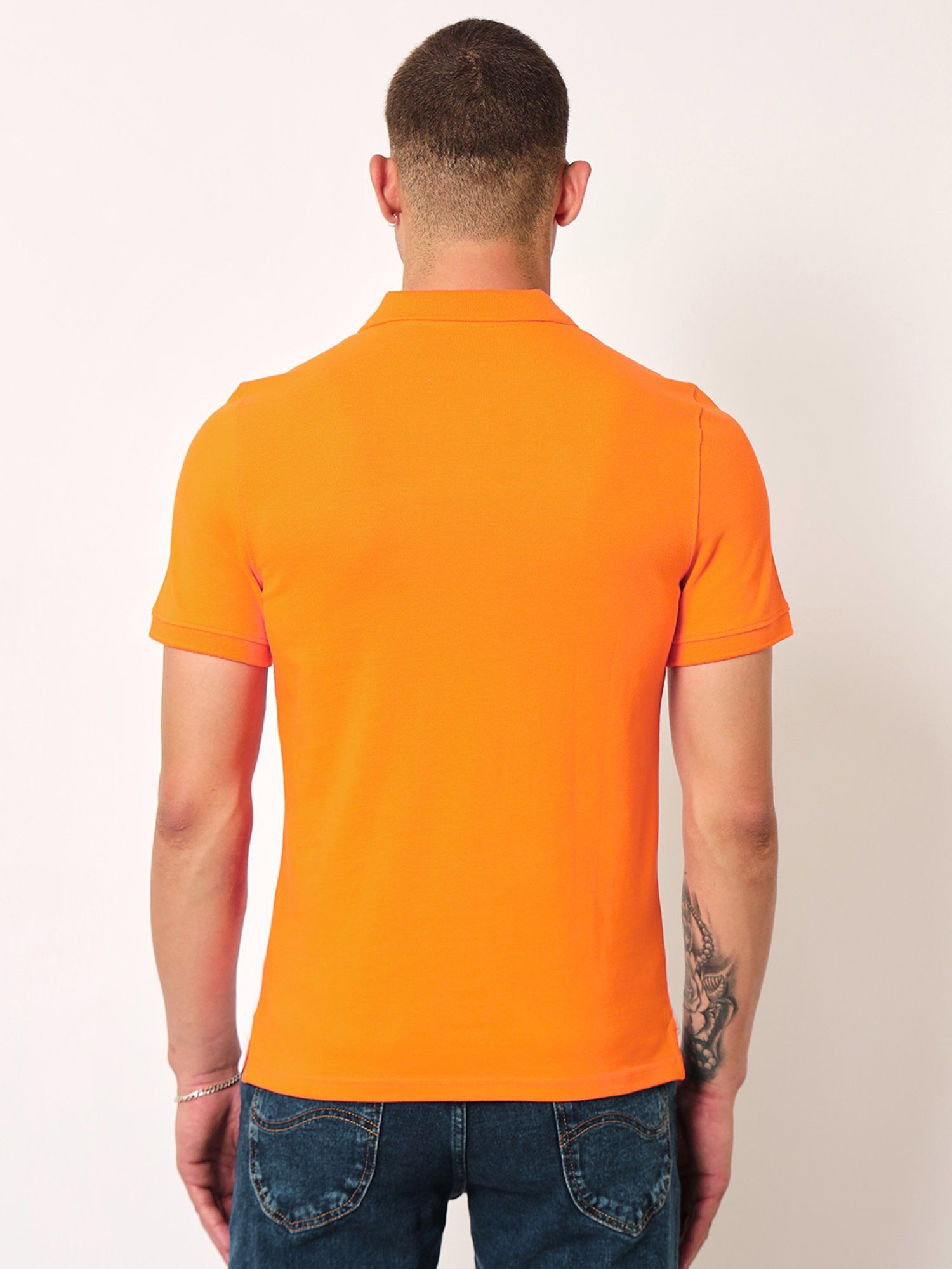 Buy Lee Mens Colorblock Orange Polo T-Shirt (Slim) Online