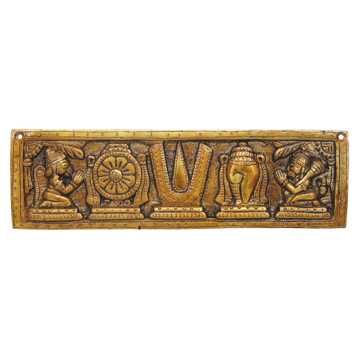 Buy eCraftIndia Gold Brass Tirupati Balaji Symbol Shankh Chakra Tilak ...