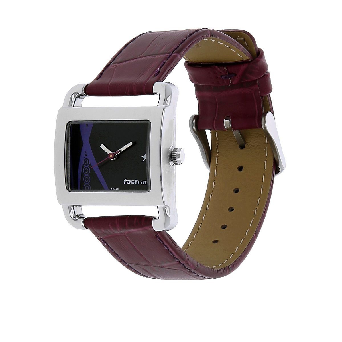 Buy Fastrack Black Dial Purple Leather Strap Watch Online