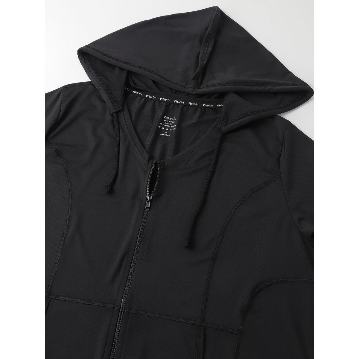 Buy Fitkin Plus Size Black All Weather Hoodie Jacket Online