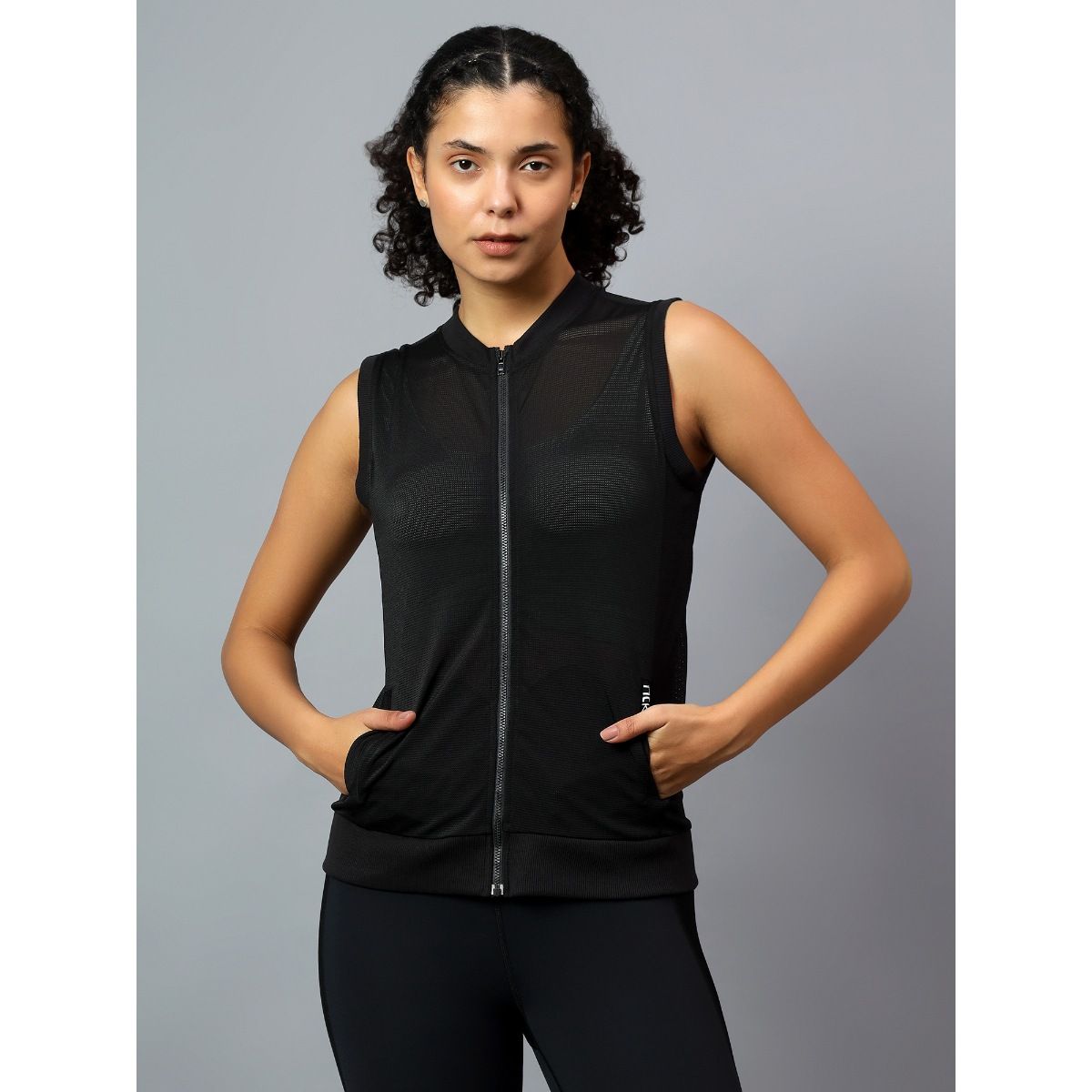 Buy Fitkin Womens Black Light Cover Up Sleeveless Jacket Online
