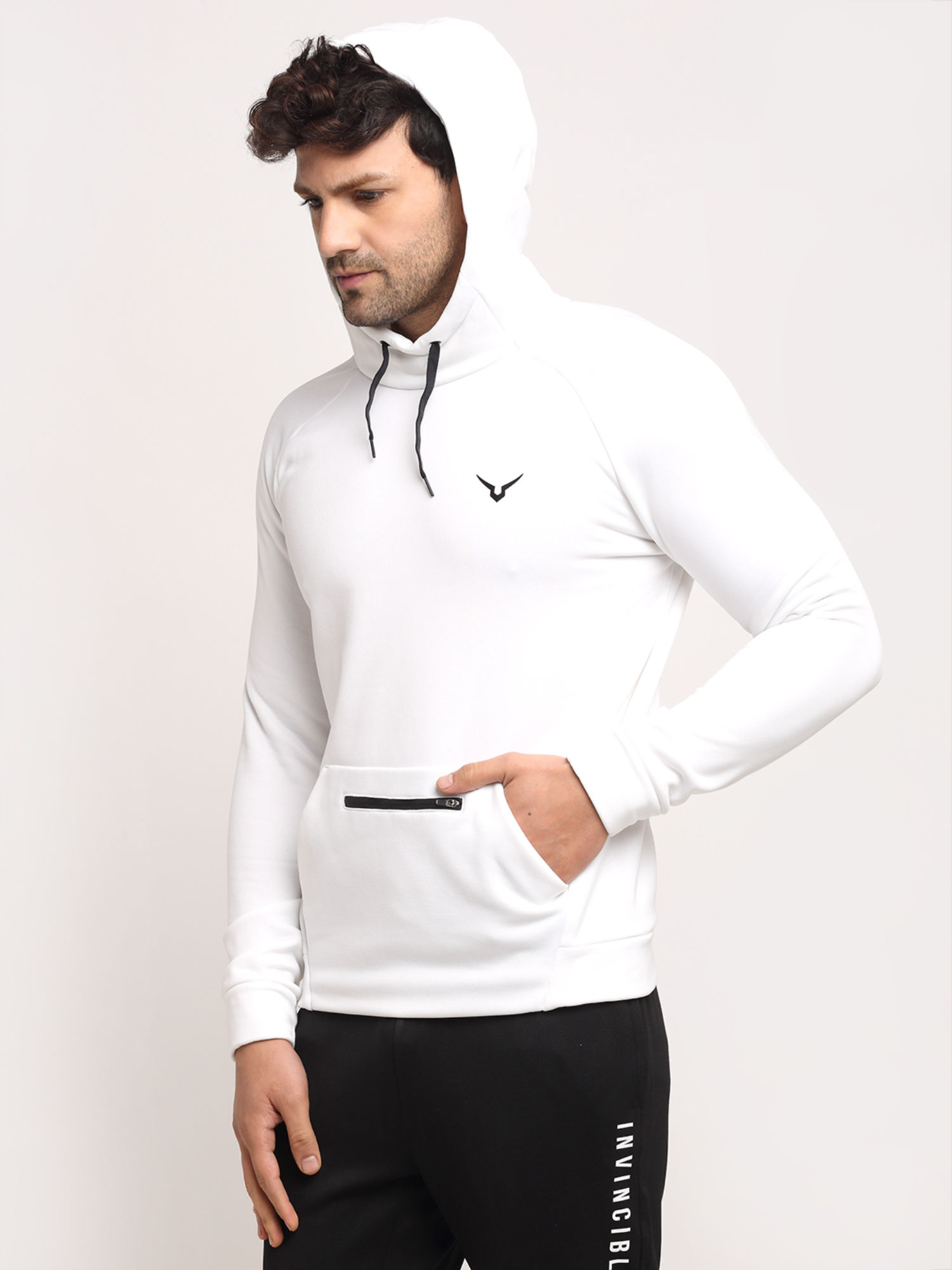 Buy INVINCIBLE White Mens Exclusive Box Fleece Hoodie Online