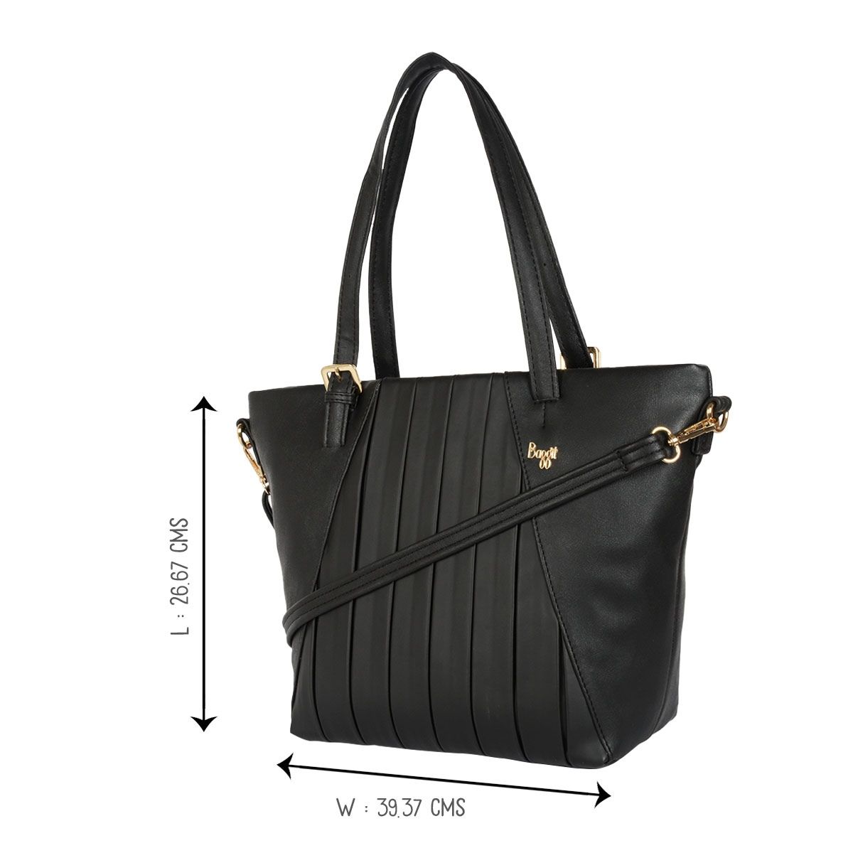 Buy Baggit Delta Black Large Tote Handbag Online