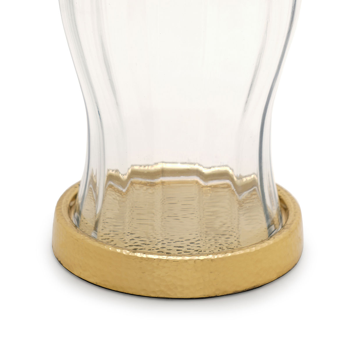 Buy Pure Home + Living Clear Glass Textured Hurricane with Metal Base ...