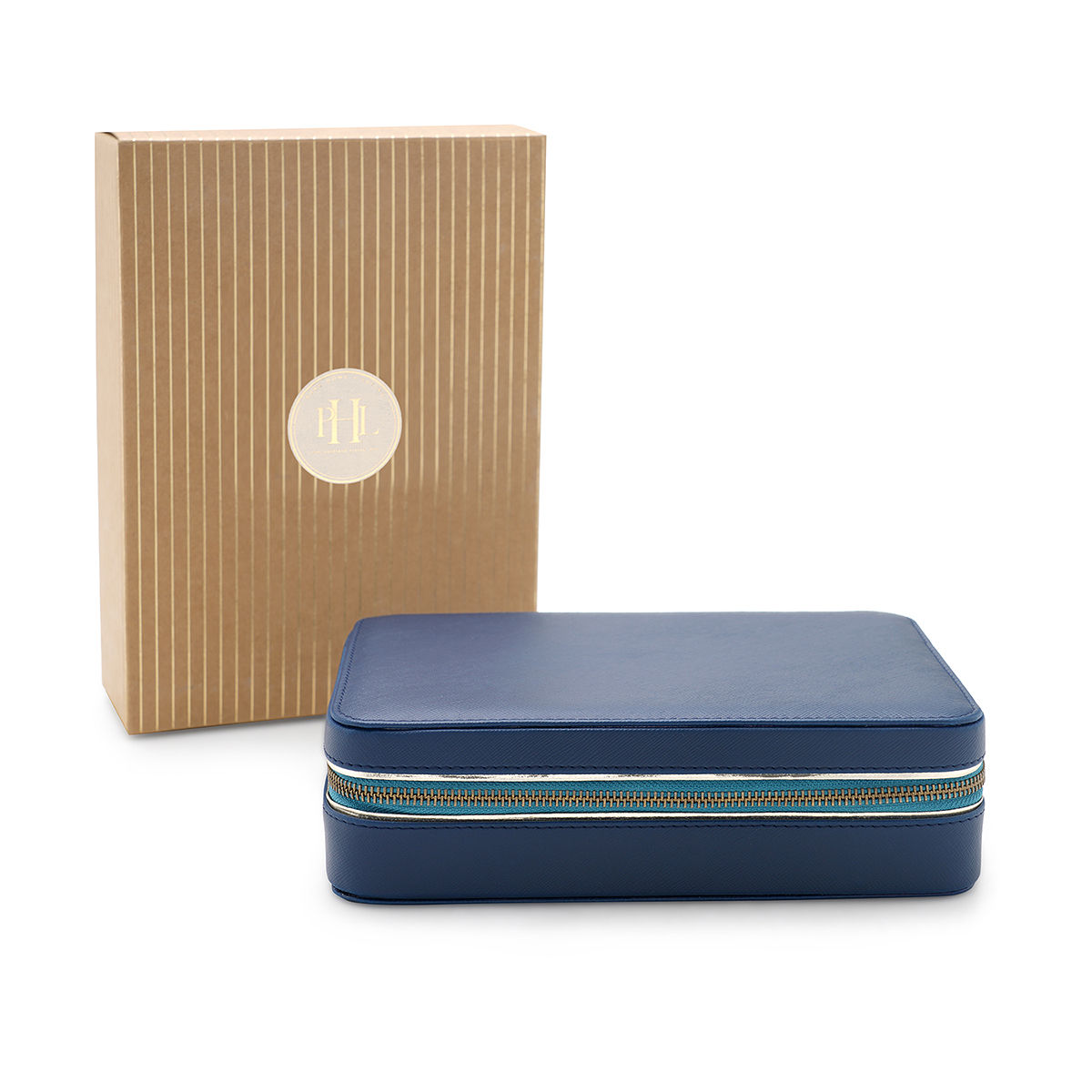 Pure Home + Living Blue Rectangle Faux Leather Travel Jewellery Box ...