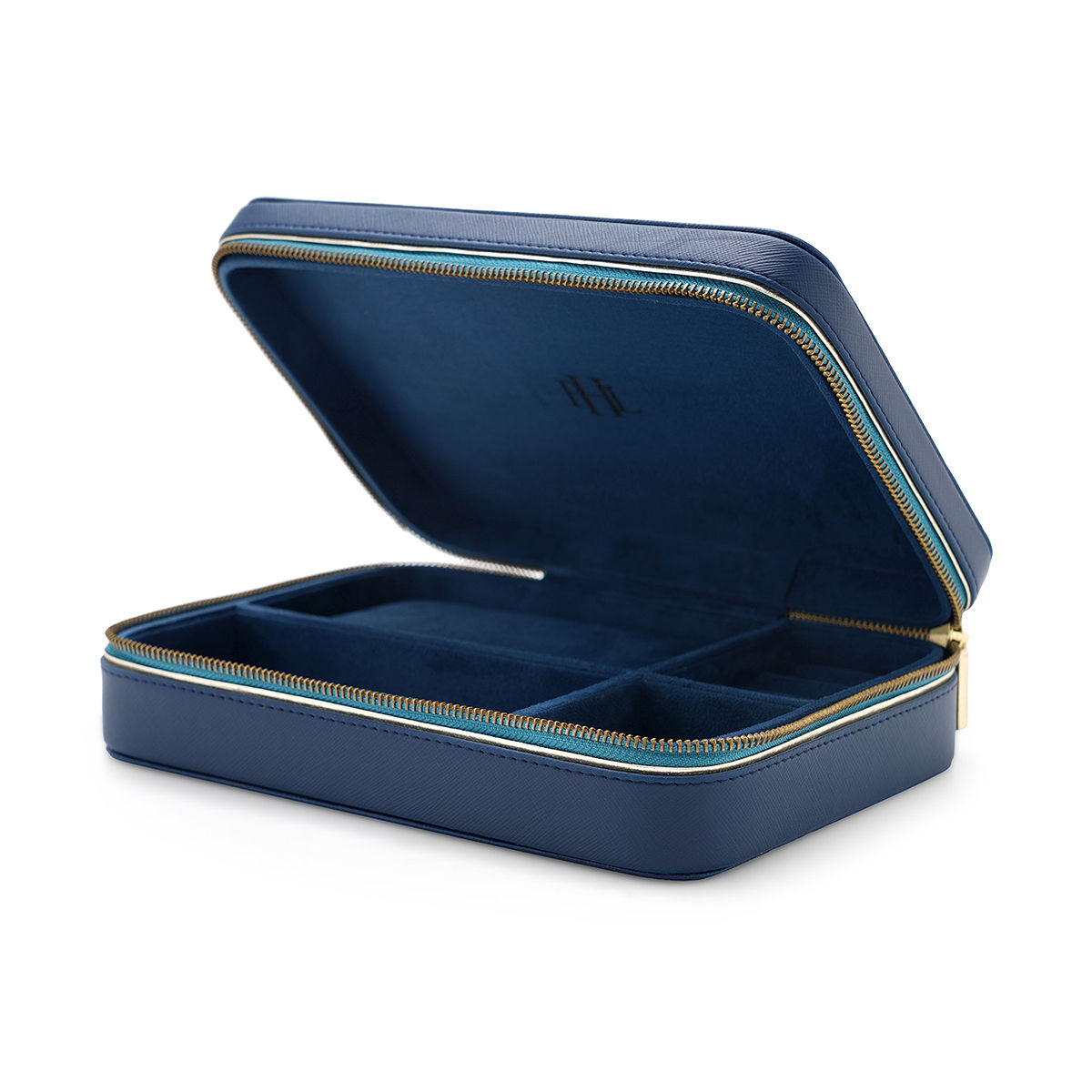 Pure Home + Living Blue Rectangle Faux Leather Travel Jewellery Box ...