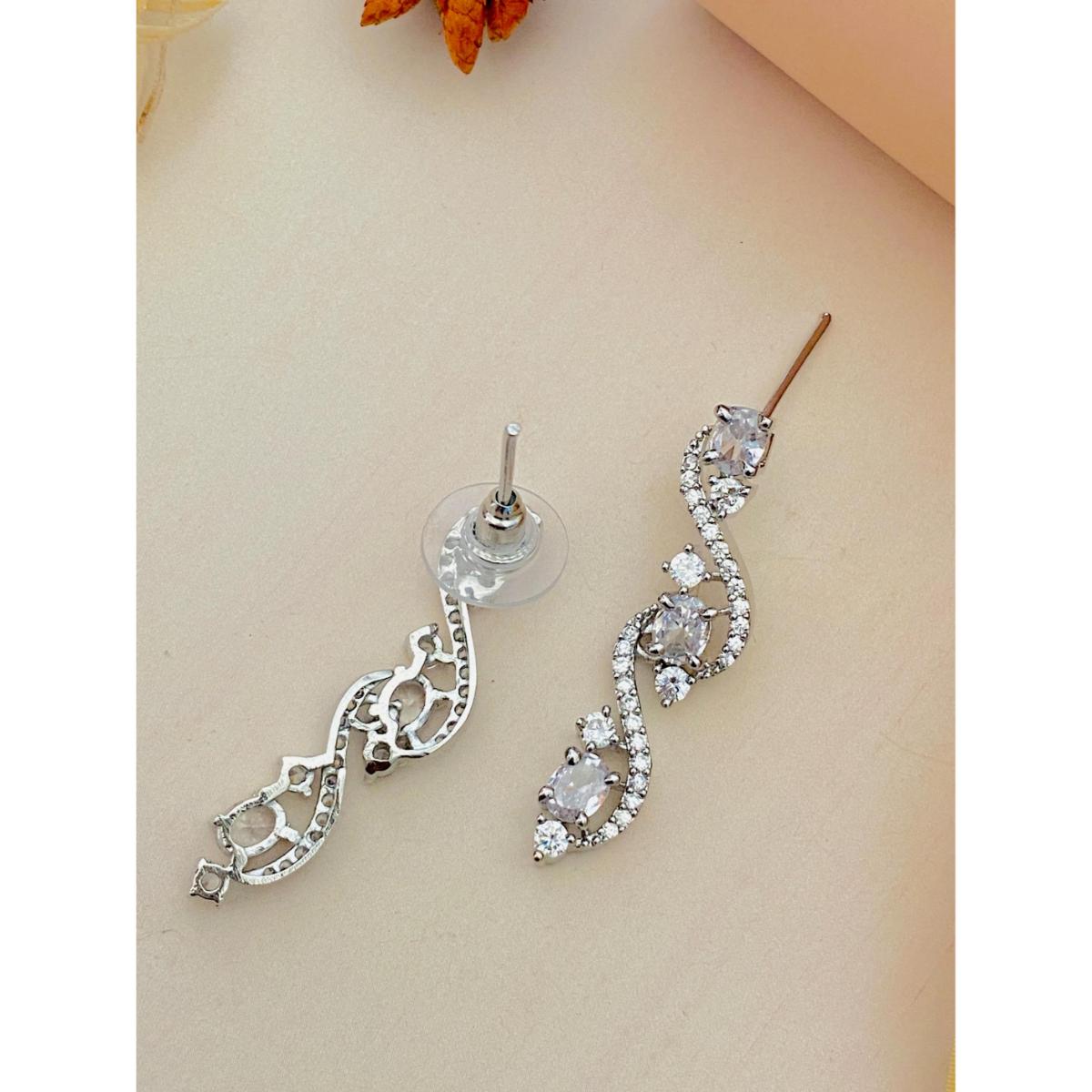 Buy Abdesigns Magnificent Silver Plated American Diamond Jewellery Set ...