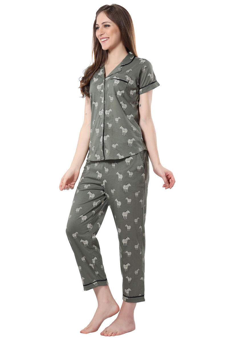 Buy PIU Pretty Zebra Pajama Set - Green Online