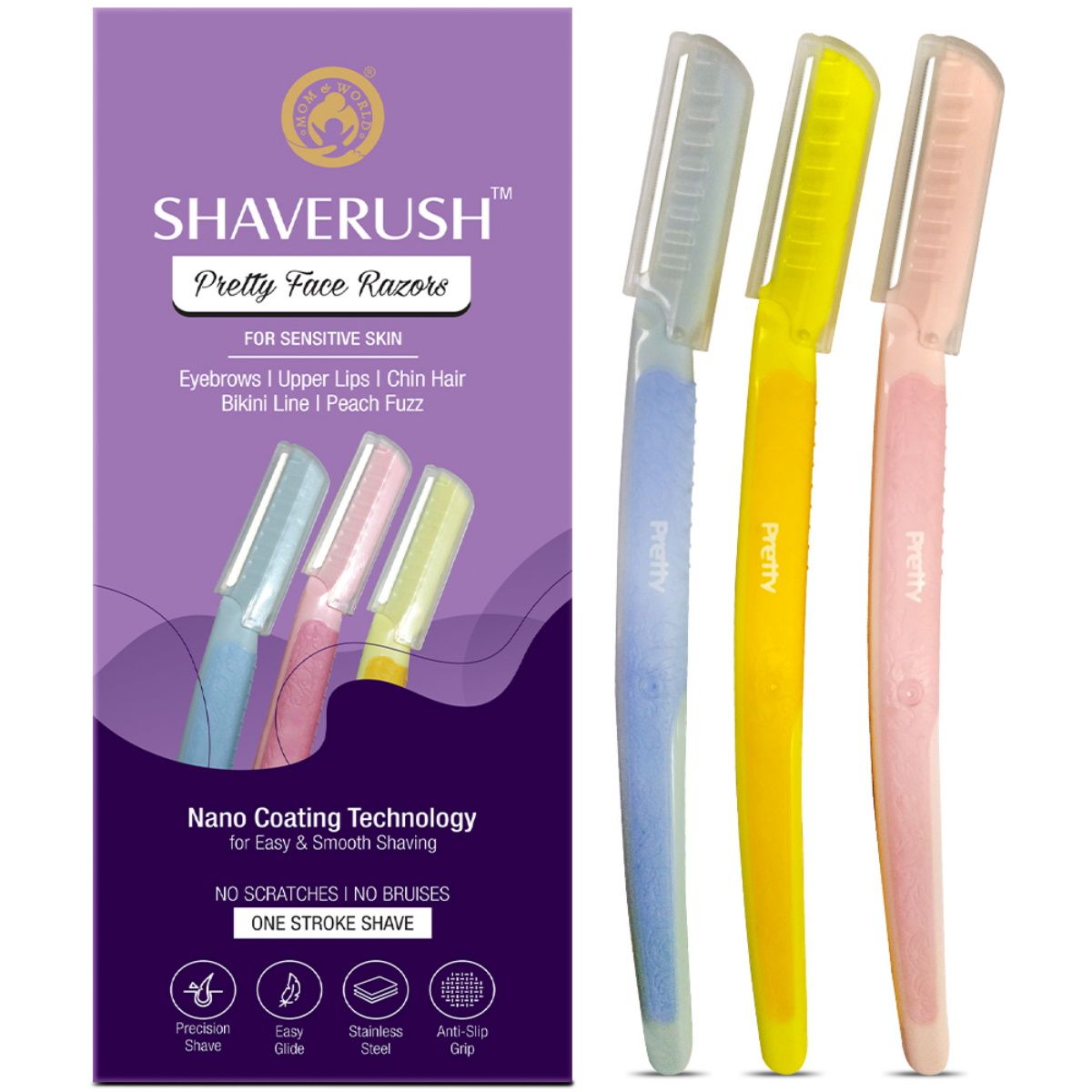 Mom & World Shaverush Women Pretty Face Razors With Nano Coating ...