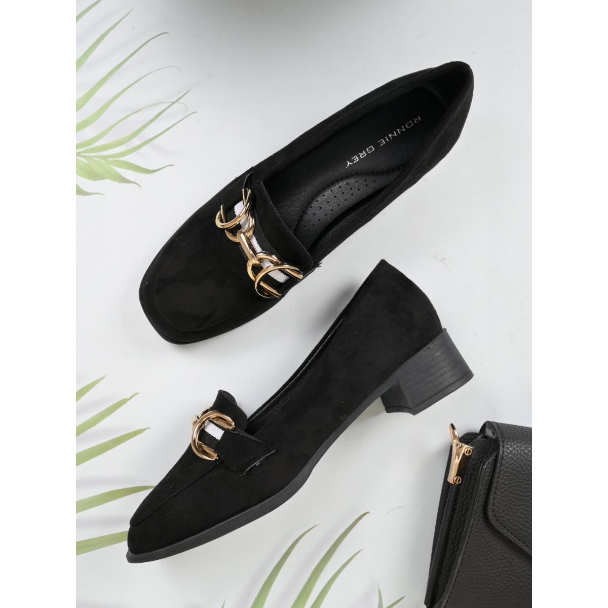 Buy Ronnie Grey Women Black Solid Loafers Online