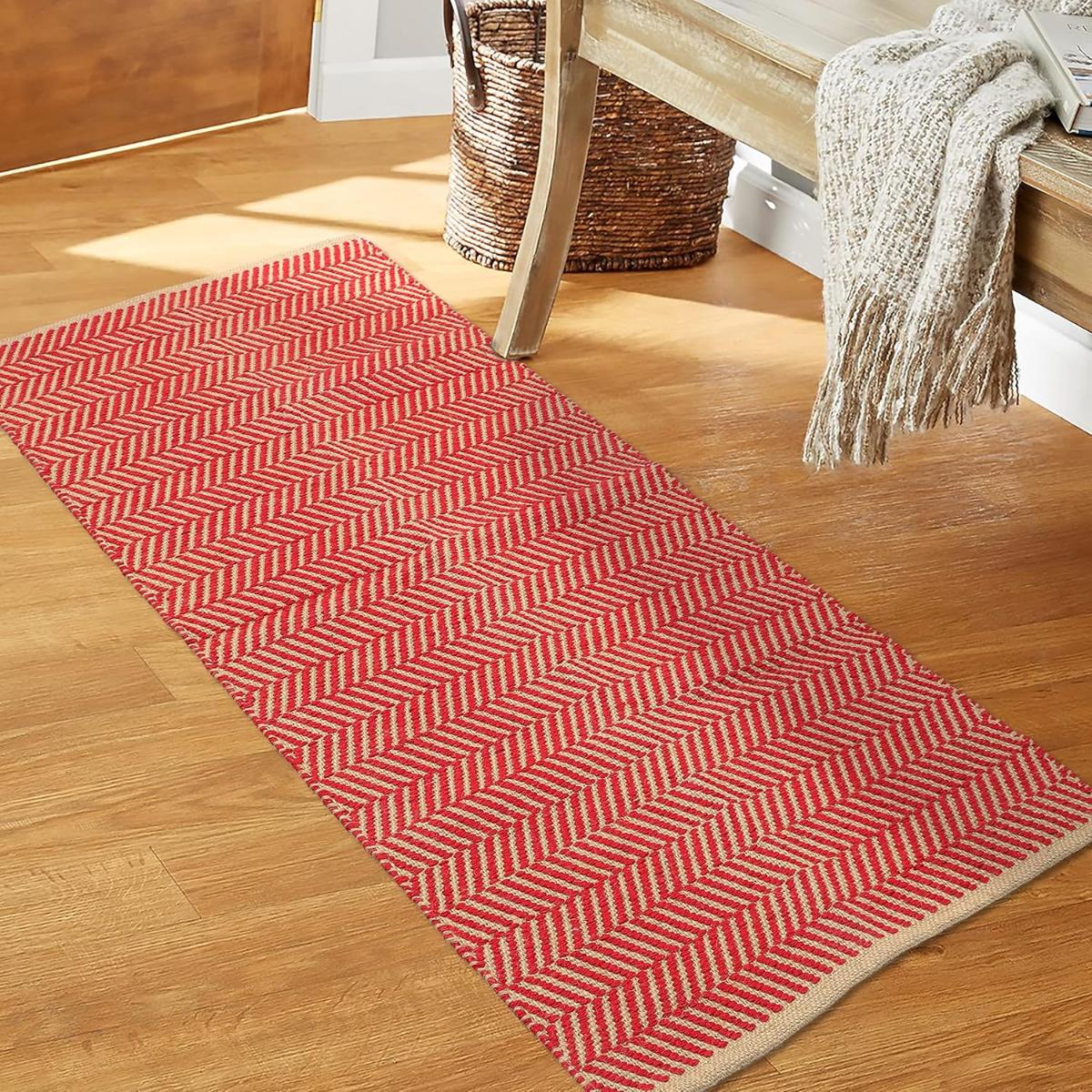 Buy THE HOME TALK Handmade Jute Rug Dust Proof Decorator Red Online