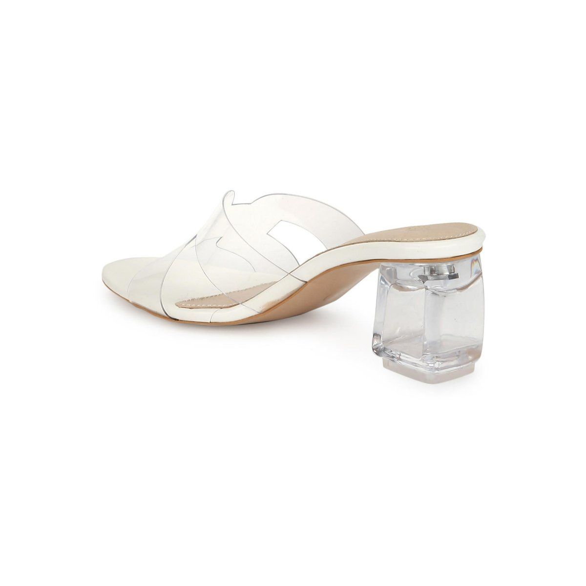Buy Truffle Collection White Patent Perspex Block Heel Mules Online