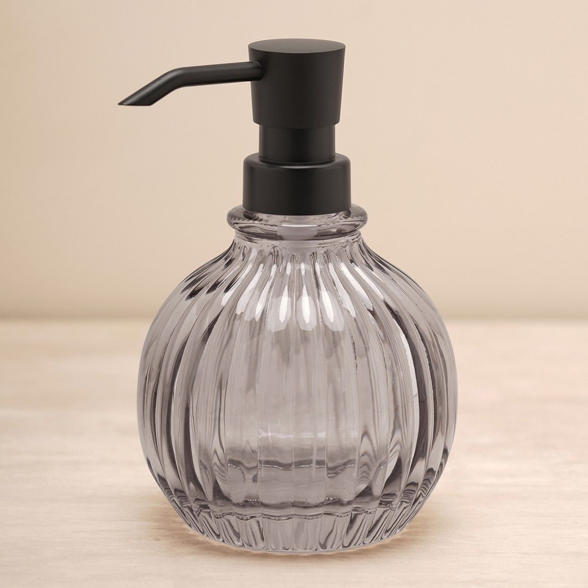 Buy Pure Home + Living Black Ribbed Glass Soap Dispenser Online