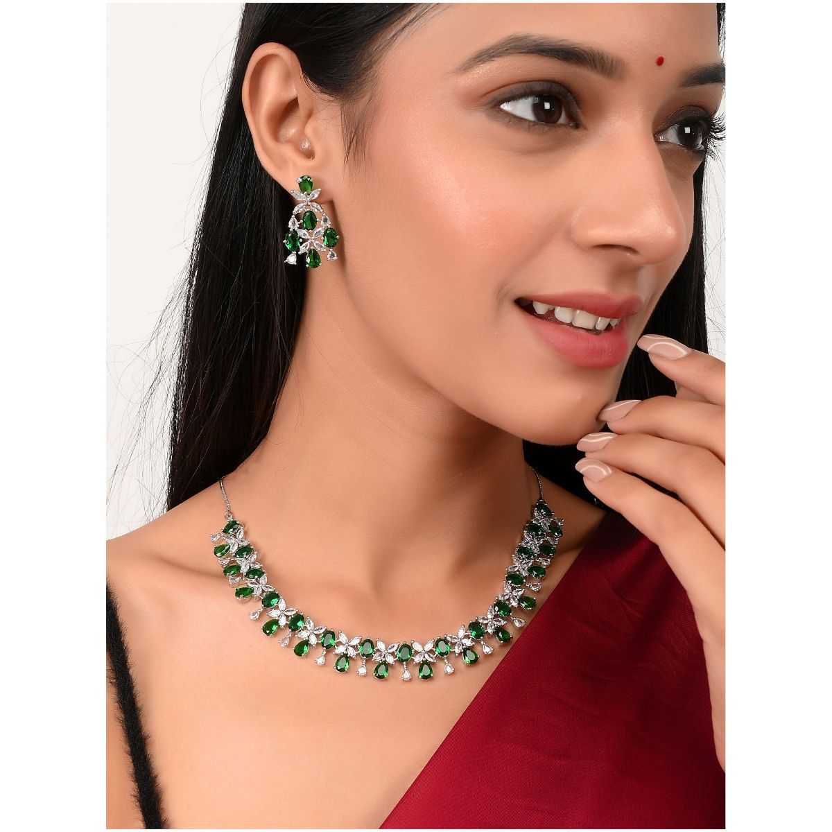 Buy Silvermerc Designs Silver Plated American Diamond Classy Jewellery ...