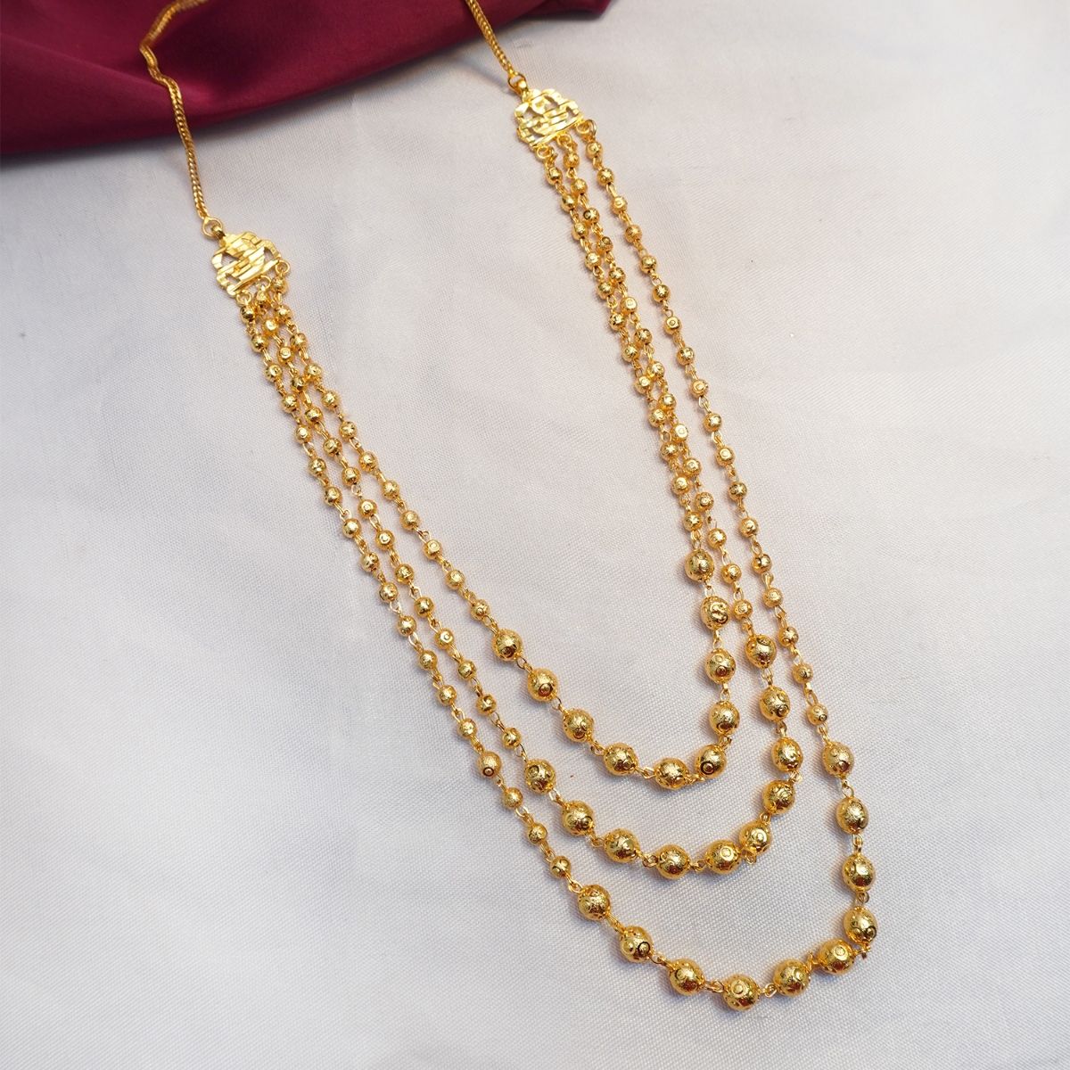 Buy Niscka Traditional 18K Gold Plated Three Layered Matar Mala ...